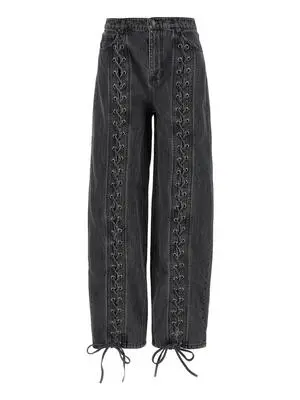 ROTATE BY BIRGER CHRISTENSEN Lace-up Straight-leg Jeans - Black