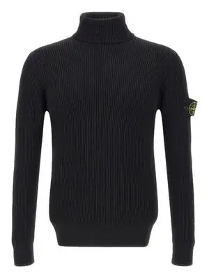 STONE ISLAND Stone Island Ribbed Turtleneck Sweater With Logo Patch