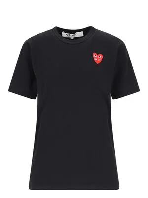 Play Comme Des Garcon Short-sleeved T-shirt With Logo Patch - Black