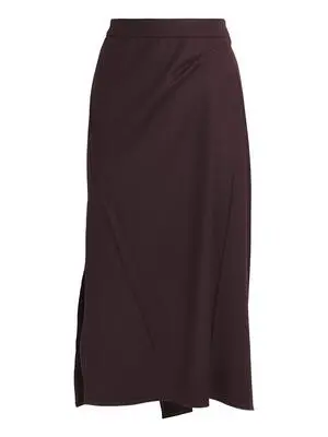 Victoria Beckham Wool Pressed Tailored Midi Skirt - Brown
