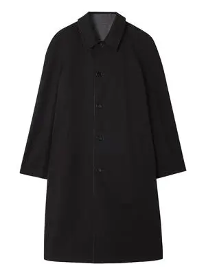 Burberry Reversible Parkbury Car Coat In Wool And Cotton Gabardine - Grey