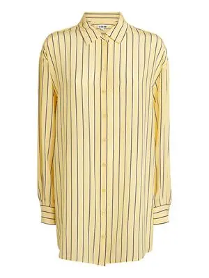 Staud Silk Stripe Nolan Shirt - Beige