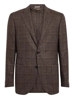 Corneliani Virgin Wool Mouliné Check Blazer - Brown
