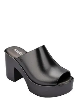 Melissa Metallic Platform Mule Heels - Dark Silver