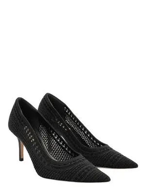 ARTEANA Trieste 75 Crochet Mesh & Nappa Leather Pointed-toe Pumps - Black