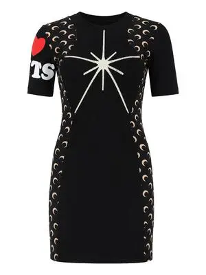 MARINE SERRE Upcycled Mini Dress - Black