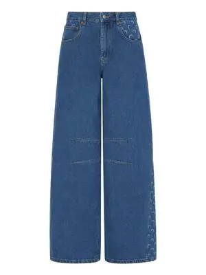 MARINE SERRE Wide Leg Organic Cotton Jeans - Denim