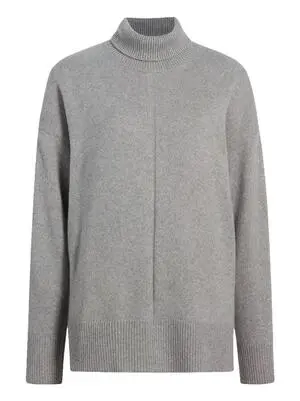 Another Tomorrow Heather Front Seam Turtleneck Sweater - Grey
