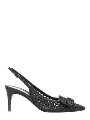 SERGIO ROSSI Braided Slingback Sandals - Black