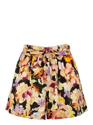 Ulla Johnson Floral-print Tie-waist Shorts - Black