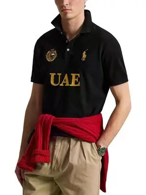 Polo Ralph Lauren Uae Embroidered-logo Polo Shirt - Black