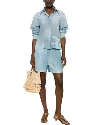 Ermanno Scervino Pleated Buttoned Shorts - Blue