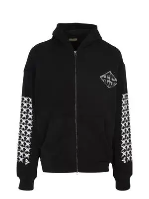 EXIT SOCIETY Logo-print Zipped Hoodie - Black
