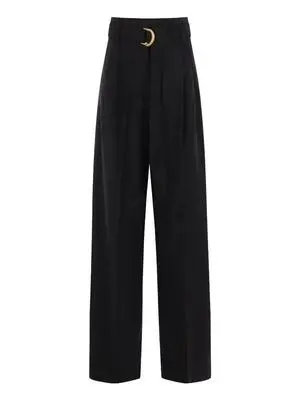 Max Mara Belted Wide-leg Trousers - Black