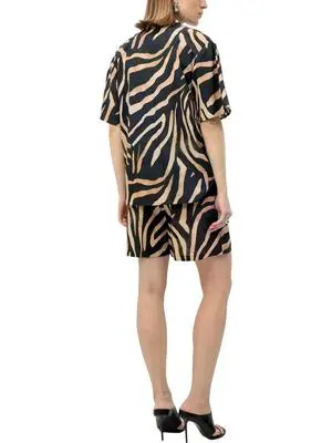 Hugo Zebra Print Drawstring Shorts - Black