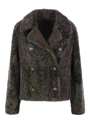 Brunello Cucinelli Double-breasted Shearling Coat - Grey