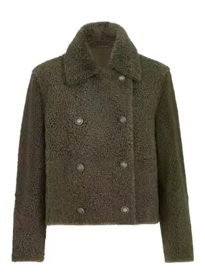 Brunello Cucinelli Brunello Cucinelli Double-Breasted Shearling Coat Grey