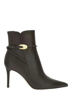 GIANVITO ROSSI Buckle-detail Leather Ankle Boots - Brown