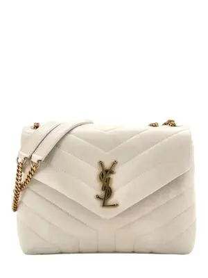 Saint Laurent Saint Laurent Small Loulou Matelassé Chevron Leather Shoulder Bag Neutrals