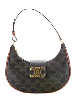 Celine Ava Triomphe Shoulder Bag In Triomphe Coated Canvas - Brown