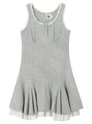 B+AB Mini Ruffled-trim Sleeveless Dress - Grey