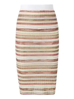 Missoni Striped Ribbed Knit Skirt - Terracotta Multi