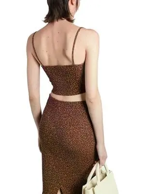 MC2 SAINT BARTH Leopard Print Sweetheart Crop Top - Brown