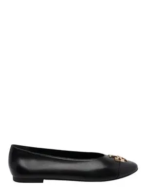 Tory Burch Tory Burch Charlie Logo-Plaque Ballet Flats Black