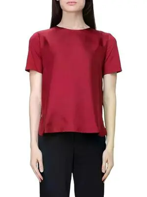 Max Mara Satin Finish Short Sleeve T-shirt - Red
