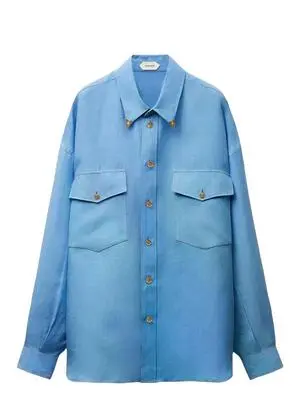 Versace Linen Relaxed Shirt - Blue
