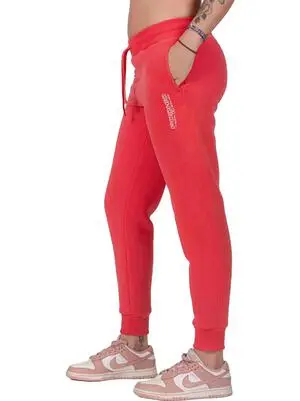 PODHIO Logo Print Drawstring Track Pants - Red