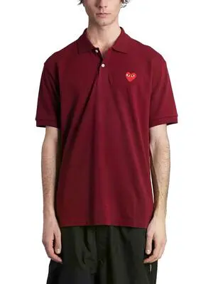 Play Comme Des Garcon Heart-patch Polo Shirt - Red