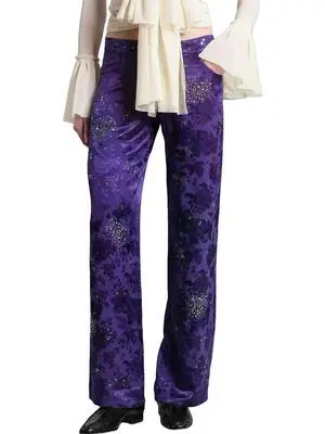 SIEDRES Brity Floral-jacquard Sequin-embellished Trousers - Purple