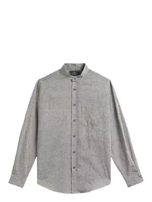 Portuguese Flannel Marvin Stripe-pattern Mandarin-collar Shirt - Grey