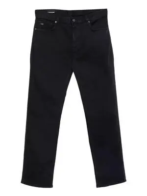 Emporio Armani Straight Leg Jeans With Logo Patch - Blue