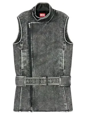 DIESEL® Biker-style Belted Mini Dress - Grey