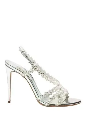 Casadei Julia C-love Crystal-embellished Slingback Sandals - Silver