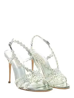 Casadei Julia C-love Crystal-embellished Slingback Sandals - Silver