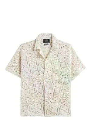PORTUGUESE FLANNEL Eye Crochet-knit Short-sleeve Shirt