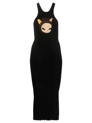 Stella McCartney Nara Crochet Detail Midi Dress - Black