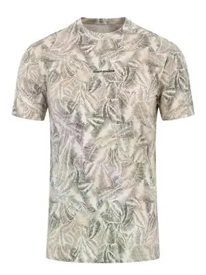 Armani Exchange Leaf-print Logo T-shirt - Neutrals