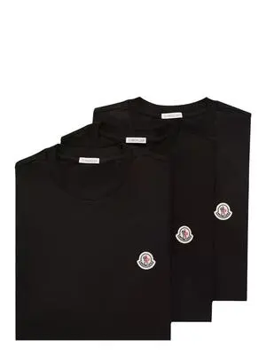 Moncler Logo-patch Cotton T-shirt (set Of Three) Black