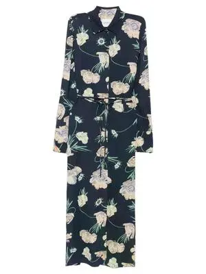 Erdem Floral Print Midi Dress - Blue