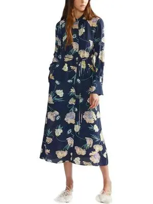 Erdem Floral Print Midi Dress - Blue