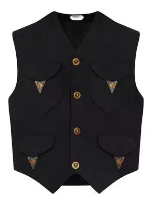 Versace Appliqué Wool Waistcoat - Black