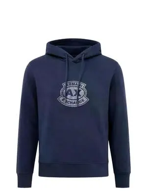 Armani Exchange Stretch Cotton Blend Hooded Sweatshirt - Blue