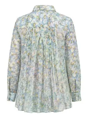 DHAARI Floral Print Pleated Shirt - Blue