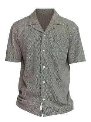 REVOLUTION NOW Cuban Jacquard-knit Short-sleeved Shirt - Black