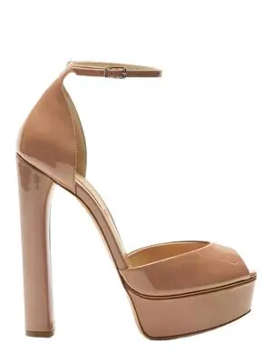 Casadei Flora Patent Leather Platform Sandals - Brown