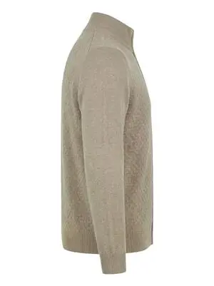 TOMBOLINI Basket-weave Zip-up Cardigan - Neutrals